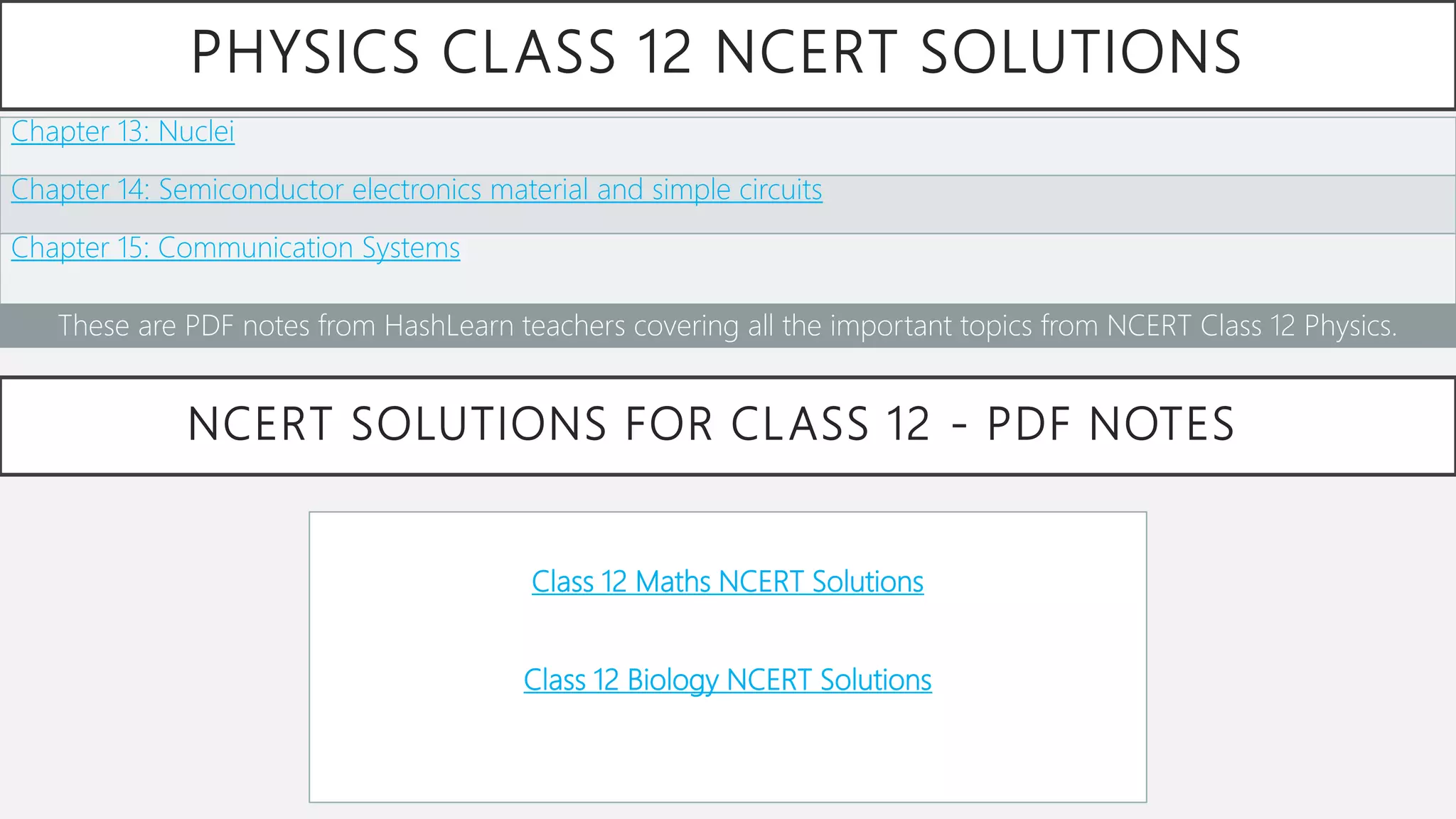 Class 12 Physics NCERT - PDF Notes | PPTX