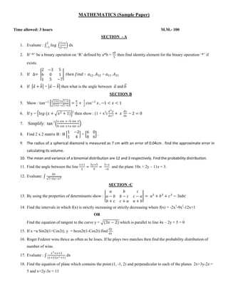Class 12 practice paper | PDF