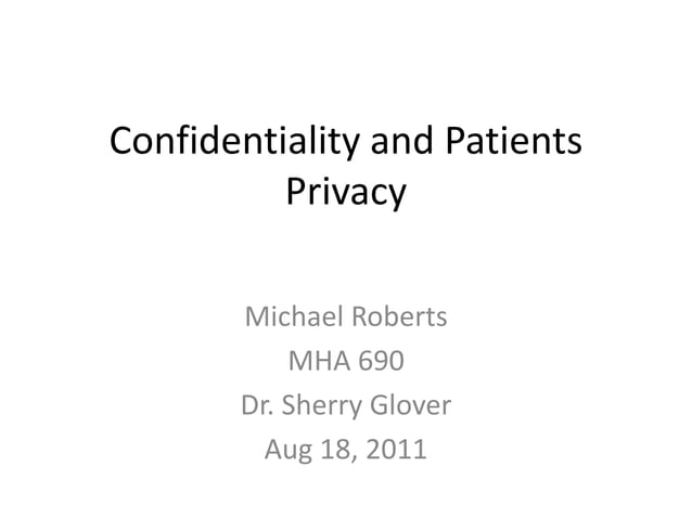 Patient Confidentiality | PPT