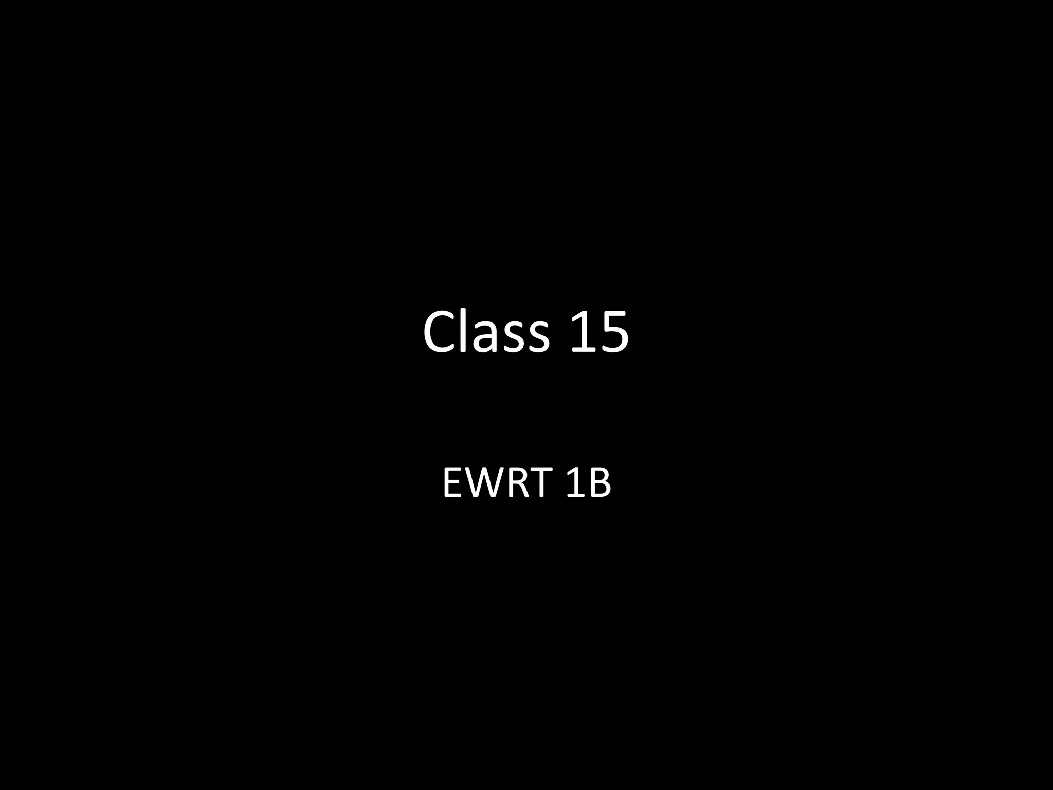 Class 15 | PPT