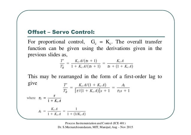 Class 18 Offset On Proportional Control Mode