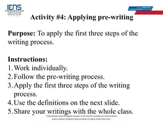 Writing process | PPTX | Homework and Study | Education