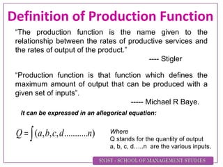 Class 1 definition and importance of production function2 | PPT ...