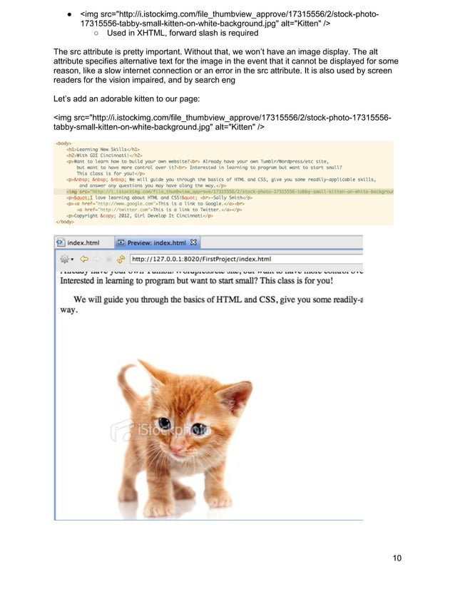 Class 1 handout (2) html exercises | PDF