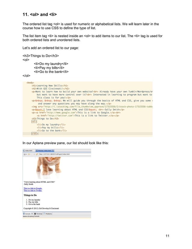 Class 1 handout (2) html exercises | PDF