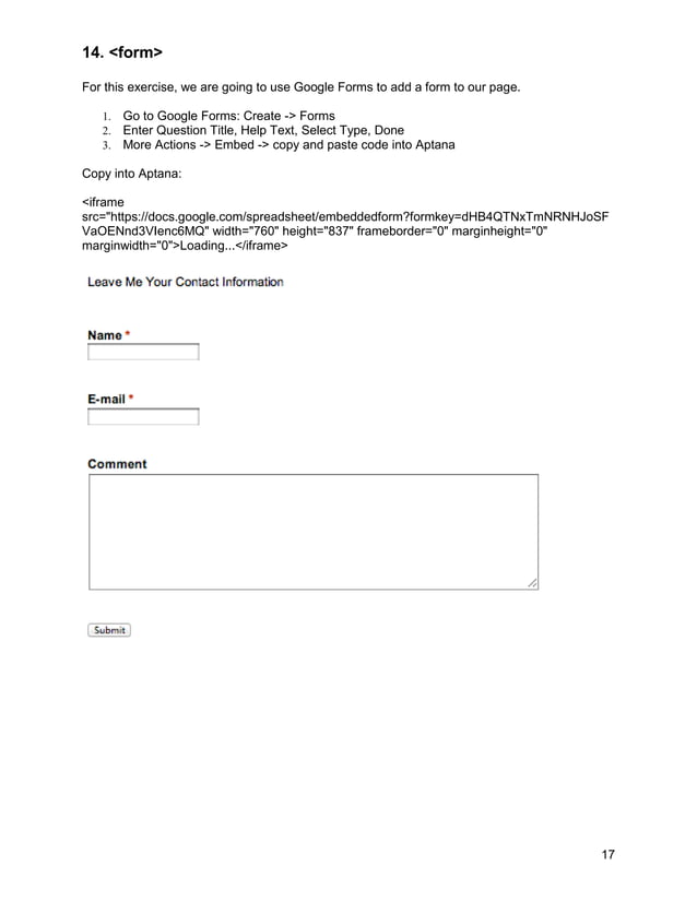 Class 1 handout (2) html exercises | PDF
