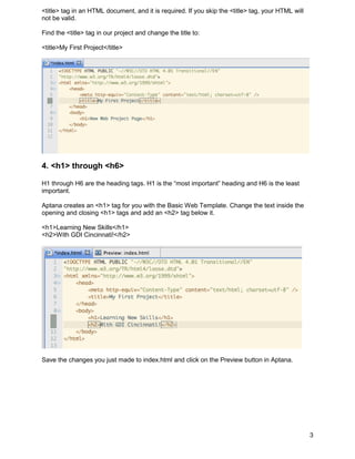 Class 1 handout (2) html exercises | PDF