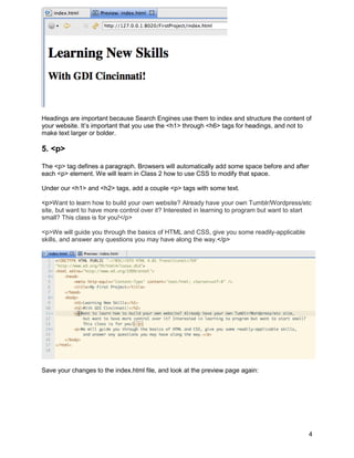 Class 1 handout (2) html exercises | PDF