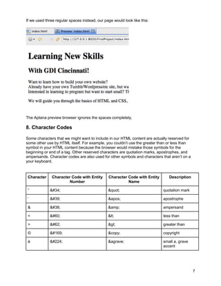Class 1 handout (2) html exercises | PDF