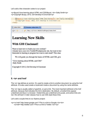 Class 1 handout (2) html exercises | PDF