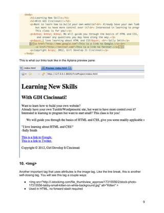 Class 1 handout (2) html exercises | PDF