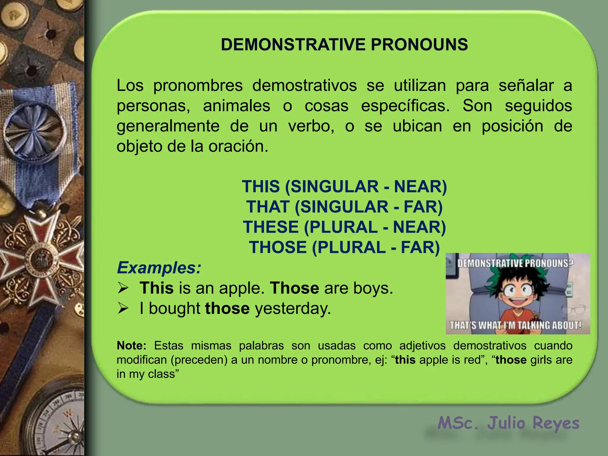 Class 1 Language - Parts of Speech - Pronouns.ppt