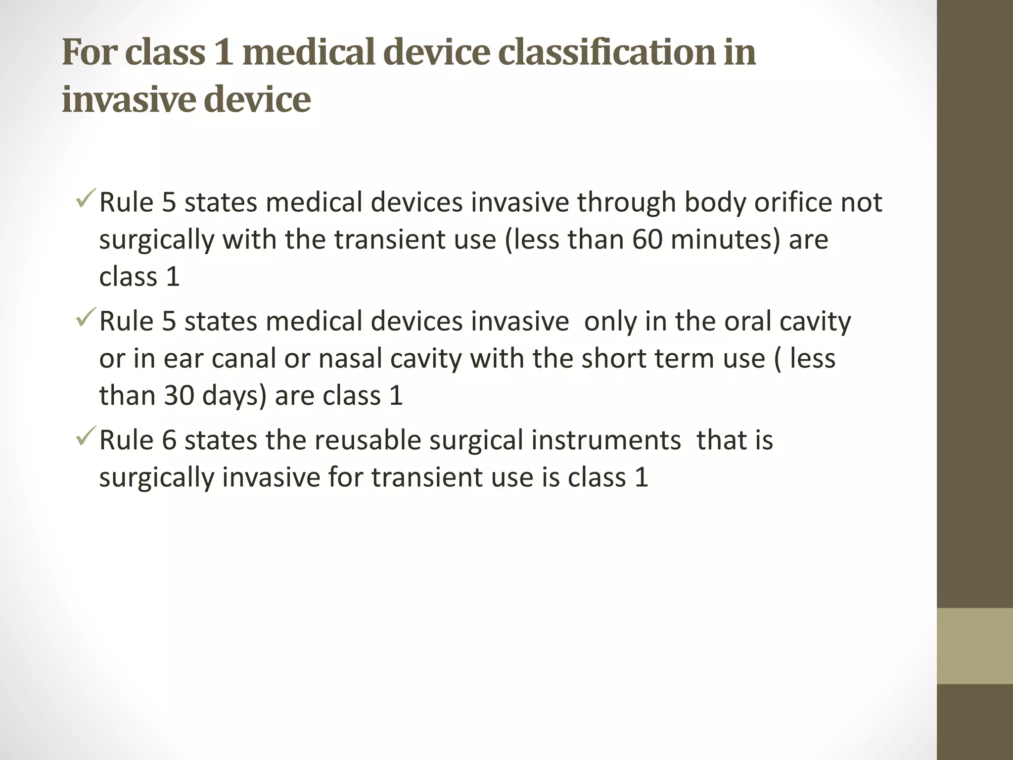 Class 1 medical device classification | PPTX | Surgery | Medical Health