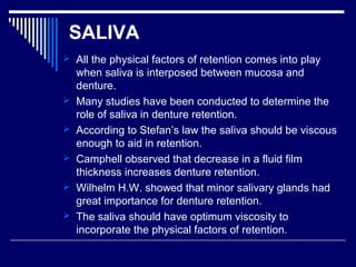 RETENTION IN COMPLETE DENTURE | PPT