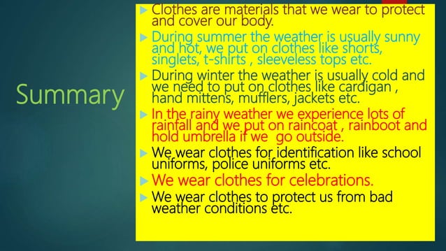 Clothes for Different Weather | PPTX