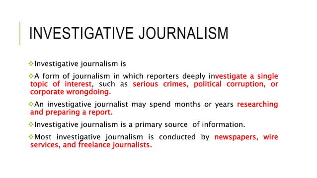 Types of Journalism | PPTX | Media Industry | Industries