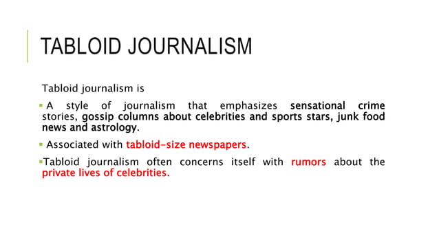 Types of Journalism | PPTX | Media Industry | Industries