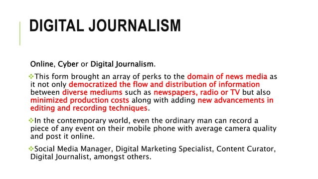 Types of Journalism | PPTX | Media Industry | Industries