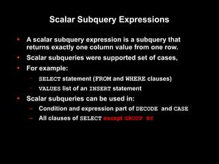 Subquery - oracle cheapter detailed..... | PPT