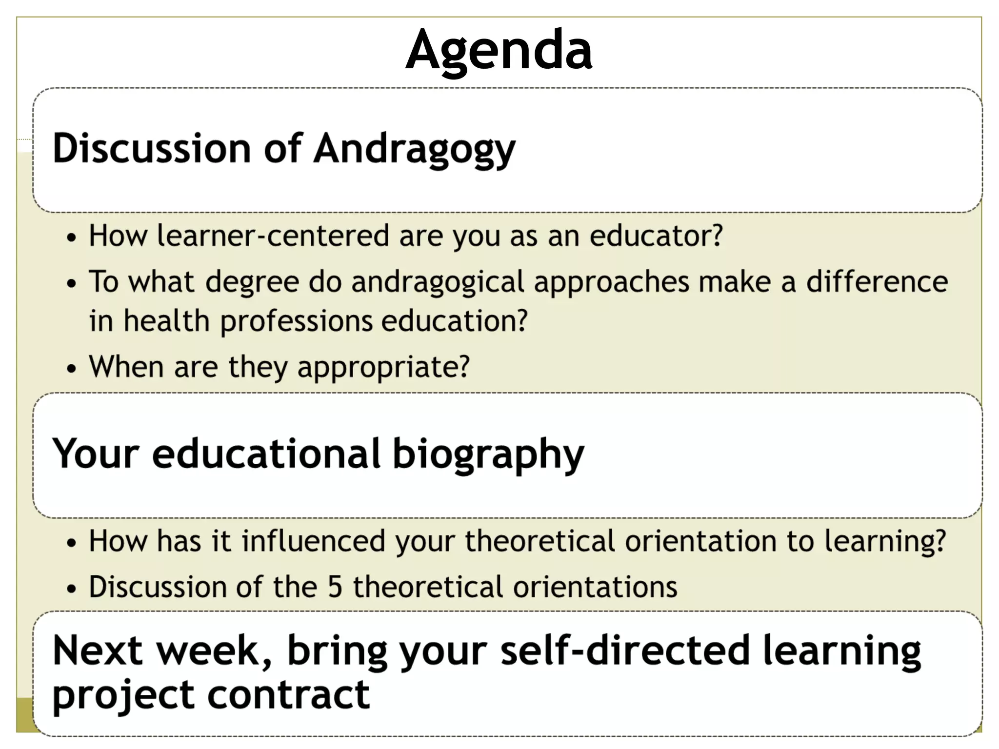 Class 2 knowles principles of andragogy rev | PPT