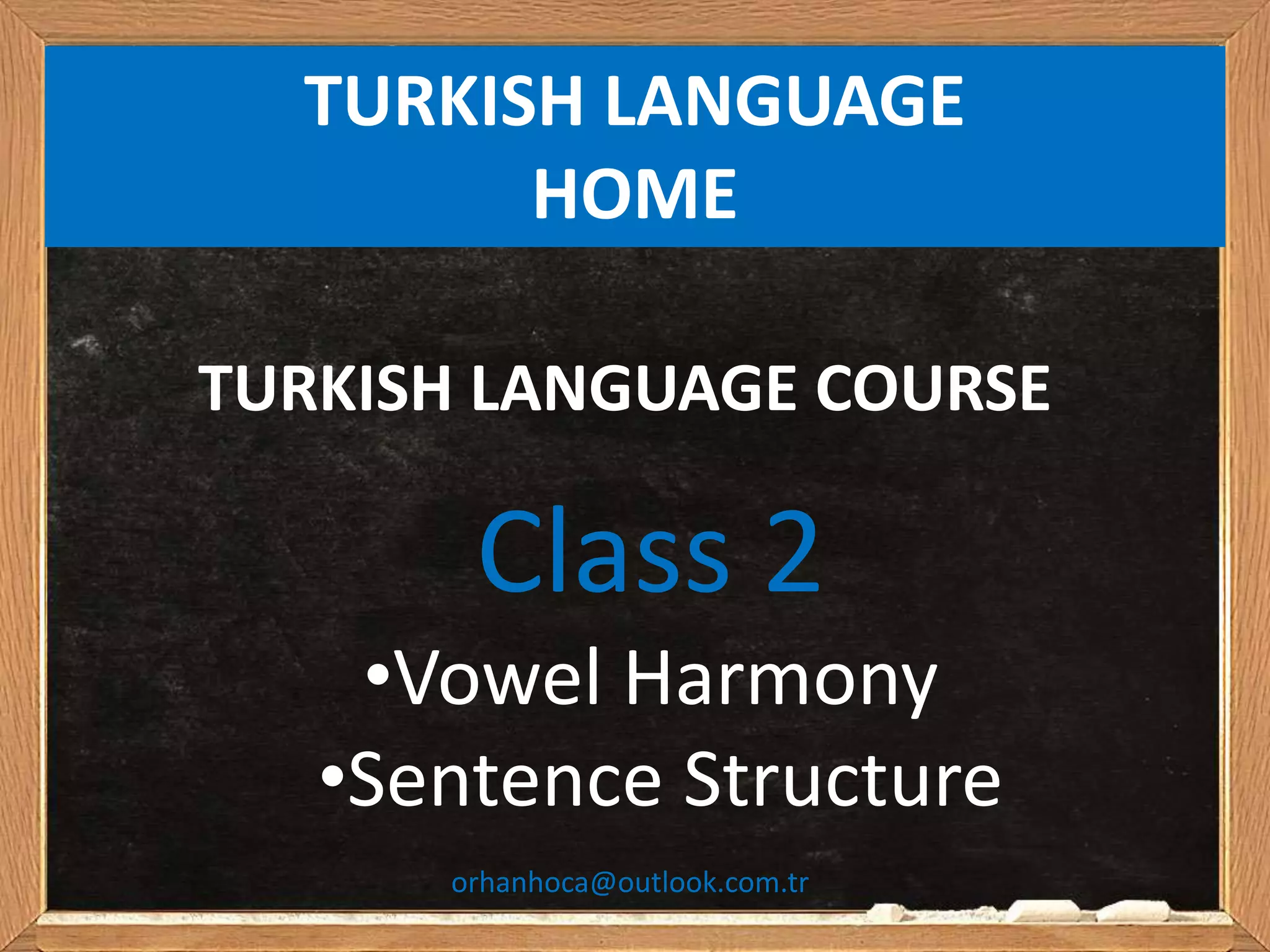 Online Turkish Grammar Vowel Harmony Sentence Structure | PPT