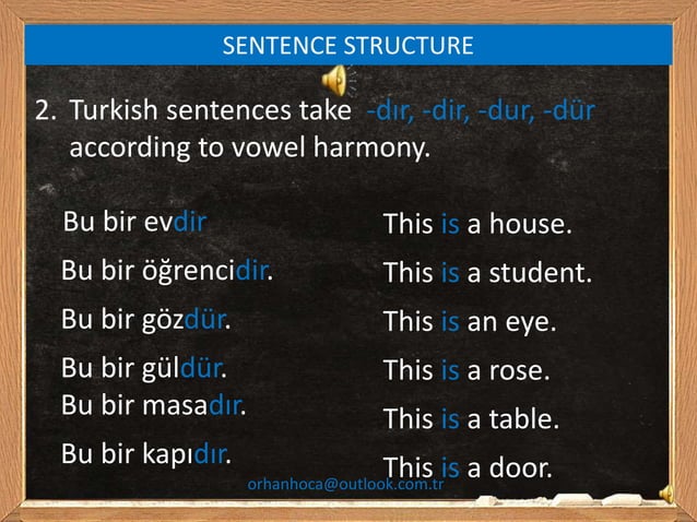Online Turkish Grammar Vowel Harmony Sentence Structure | PPT