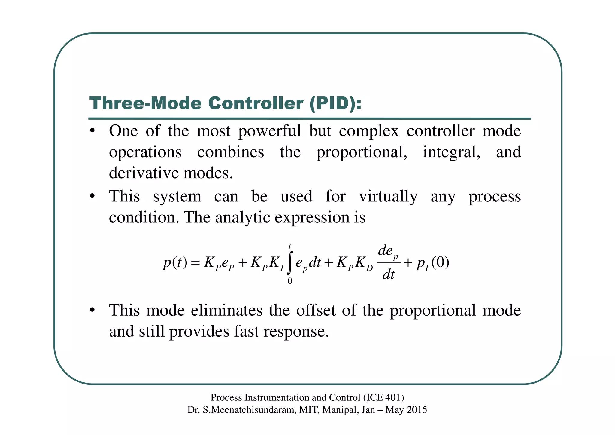 Class 20 Effect Of Kp Ki And Kd And Pid Control Mode Pdf Physics Science