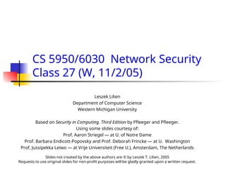 slide network security cs 5950 6030 class 27 | PPT