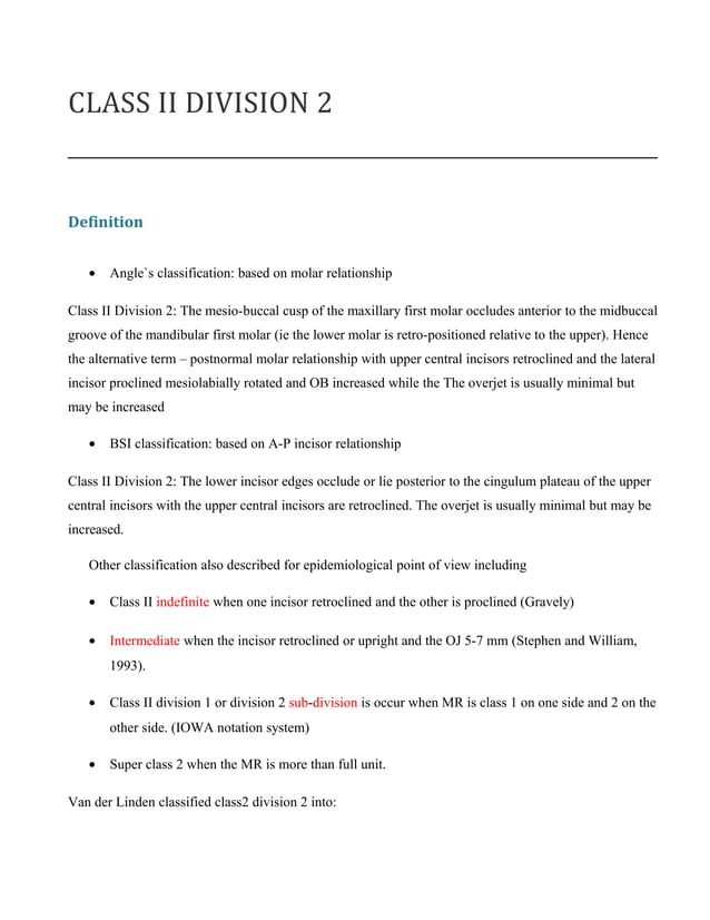 Class 2 division 2 / for orthodontists by Almuzian | DOC