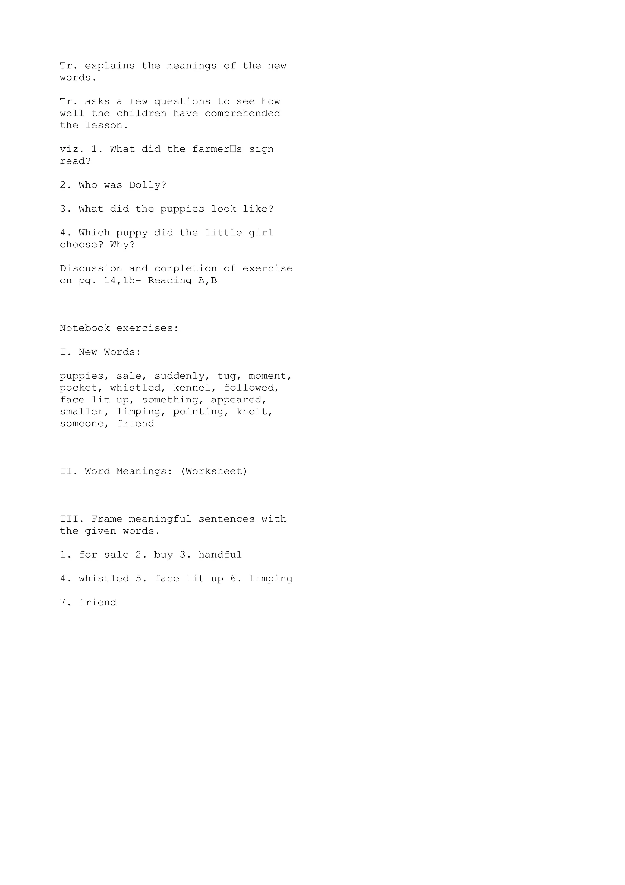 Class 2 english lesson plan unit 2 2013 2014 | TXT