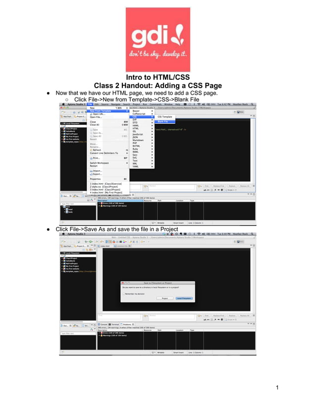 Class 2 handout (1) adding a css stylesheet | PDF