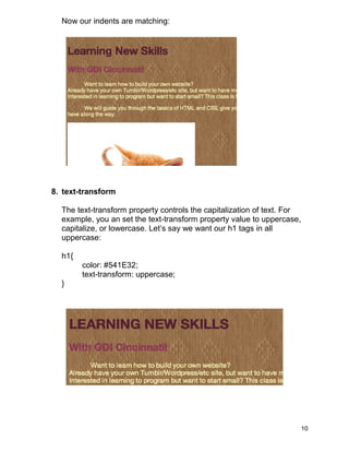 Class 2 handout css exercises (2) | DOC
