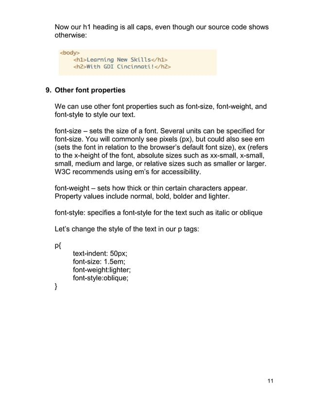 Class 2 handout css exercises (2) | DOC | Web Design and HTML | Internet