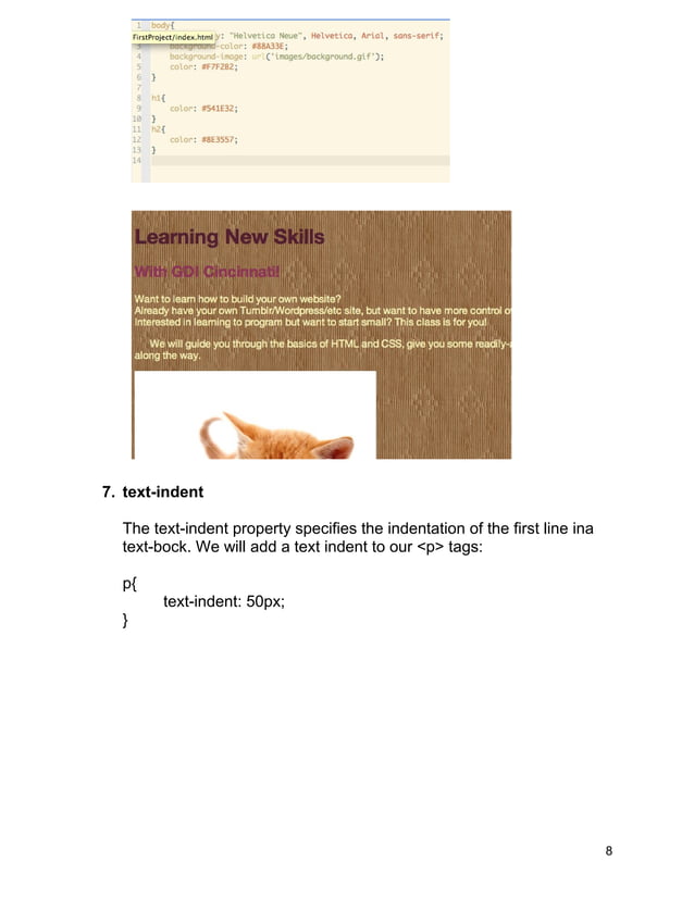 Class 2 handout css exercises (2) | DOC | Web Design and HTML | Internet