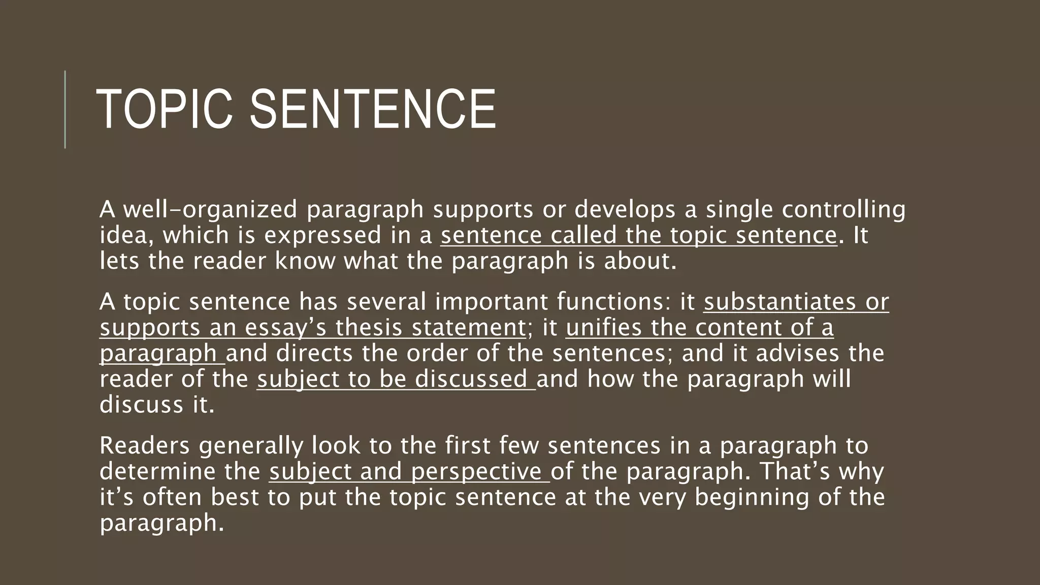 Class 2 Paragraph Writing TOPIC SENTENCES.pptx