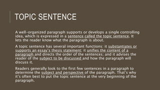 Class 2 Paragraph Writing TOPIC SENTENCES.pptx