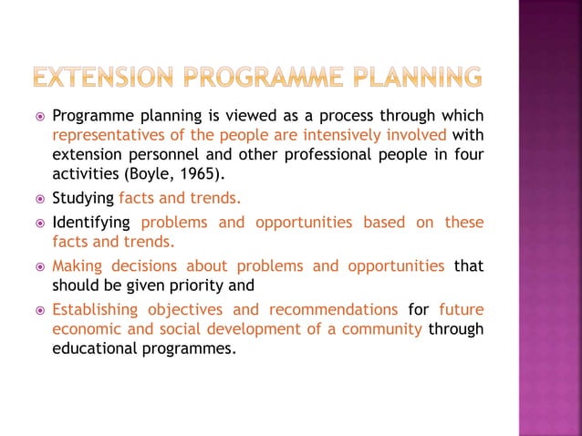 Extension Programme Planning