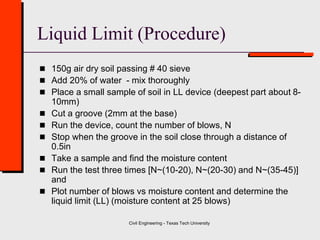 Class 3 (a) Soil Plasticity (Atterberg Limits) ( Geotechenical ...