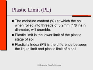 Class 3 (a) Soil Plasticity (Atterberg Limits) ( Geotechenical ...