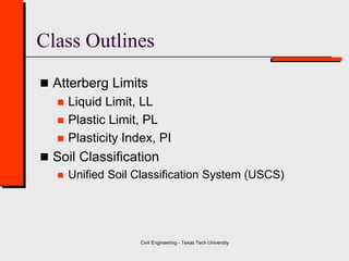 Class 3 (a) Soil Plasticity (Atterberg Limits) ( Geotechenical ...