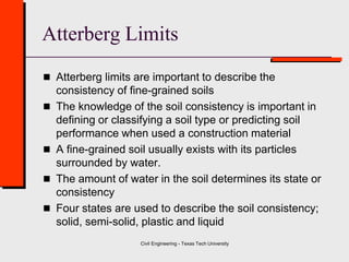 Class 3 (a) Soil Plasticity (Atterberg Limits) ( Geotechenical Engineering ) | PDF