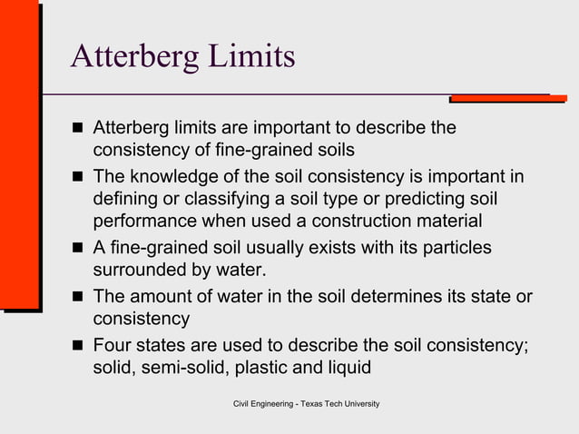 Class 3 (a) Soil Plasticity (Atterberg Limits) ( Geotechenical ...