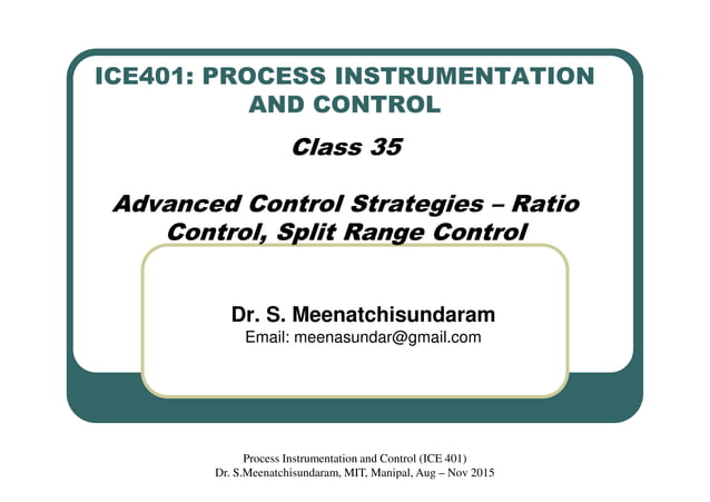 Class 35 advanced control strategies – ratio control, split range ...