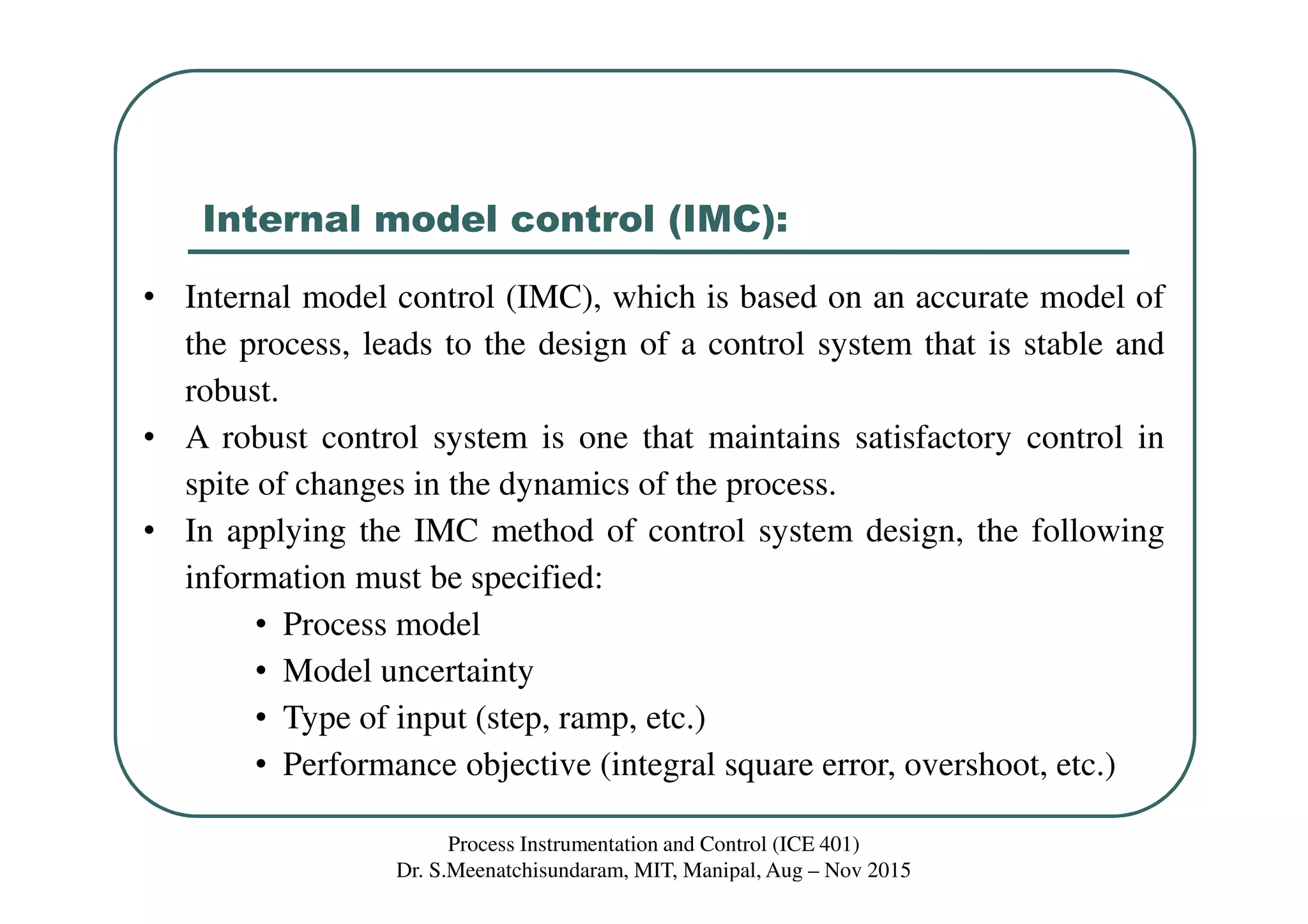 Class 38 self tuning controllers and imc | PDF