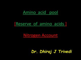Amino acid pool And Nitrogen Balance | PPTX