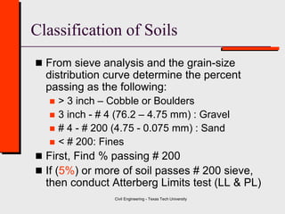 Class 3 (b) Soil Classification ( Geotechnical Engineering ) | PDF