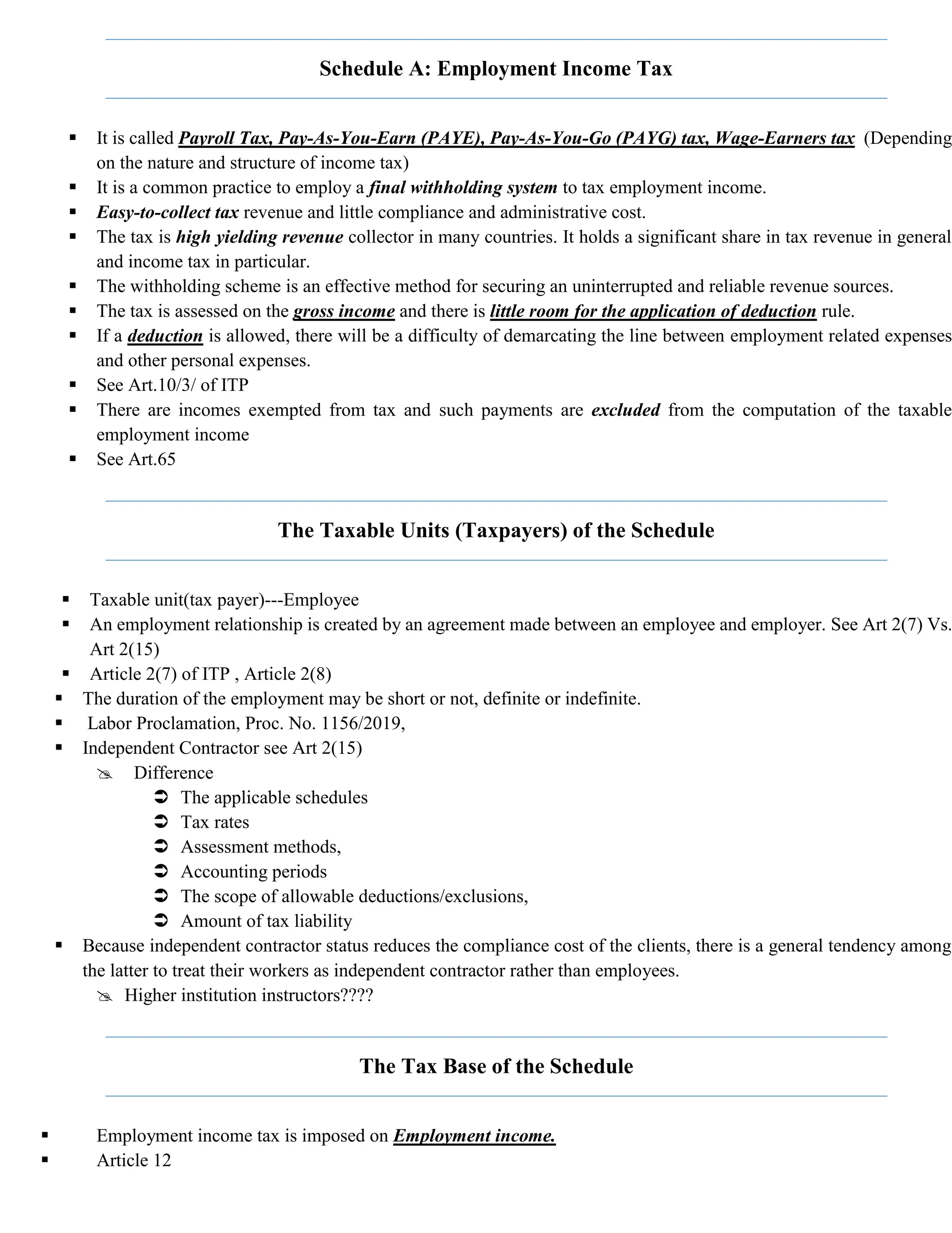 tax law of ethiopian for law students nt | PDF