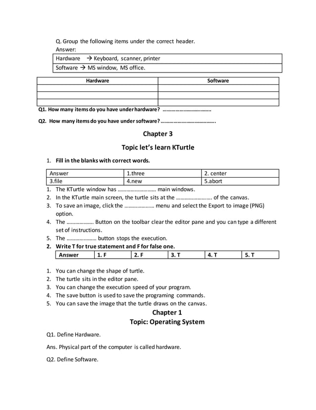oxford computer grade 3 chapter 1 to 3 solution exercise | DOCX ...