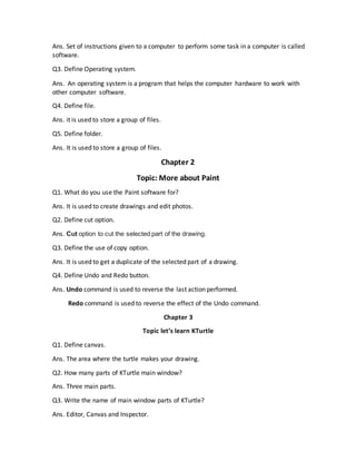 oxford computer grade 3 chapter 1 to 3 solution exercise | DOCX