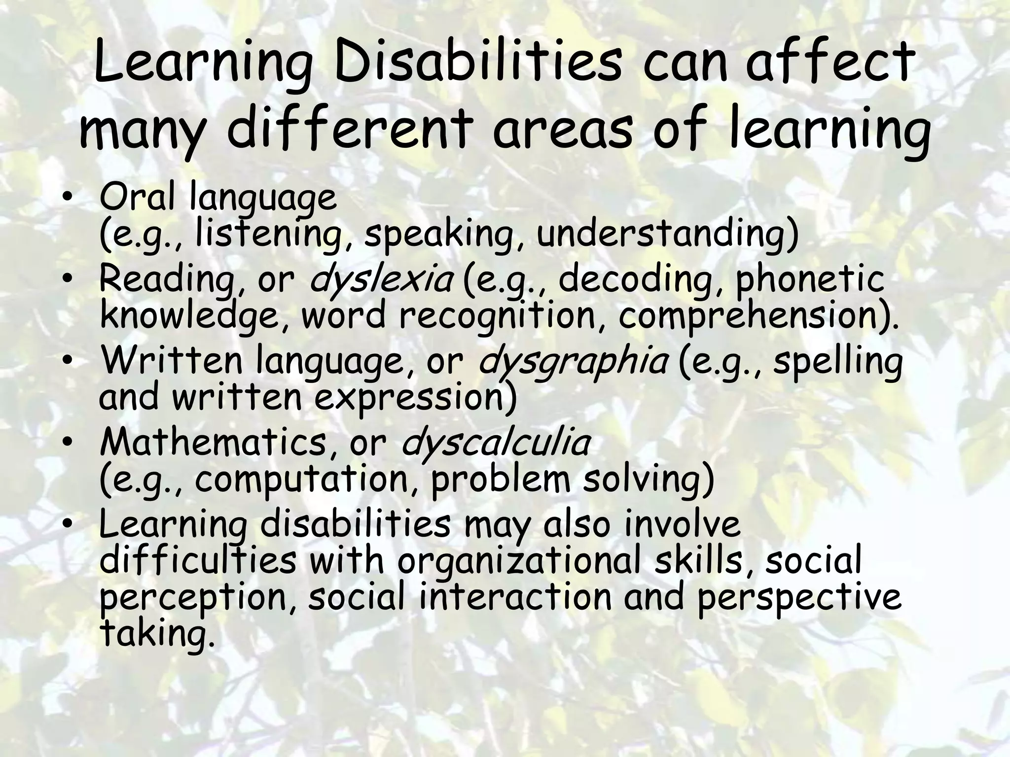 Class 3 powerpoint--language based learning disabilities | PPTX